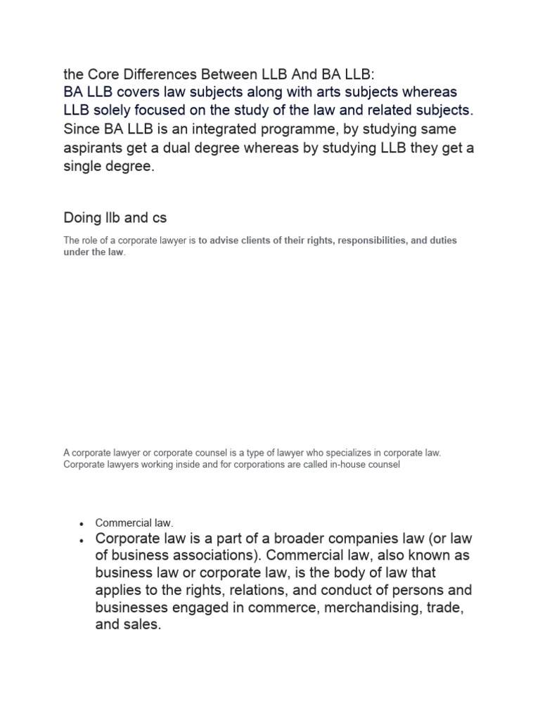 Differences Between LLB and BA LLB | PDF | Law