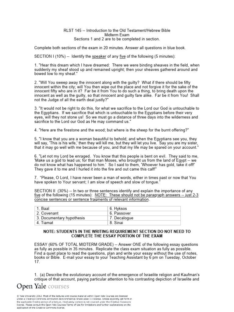 Midterm Exam | PDF | Book Of Genesis | Books Of The Hebrew Bible