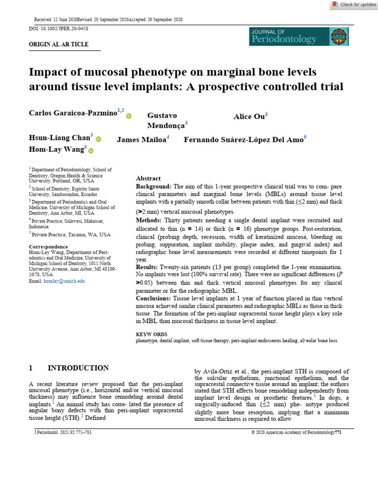 Perio Paper | PDF | Dental Implant | Periodontology