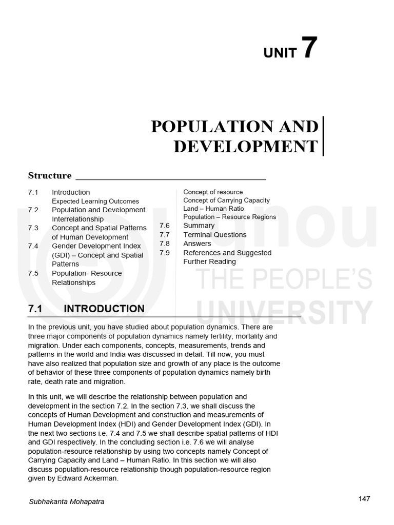 Unit 7 Population and Development | PDF | Human Development Index ...