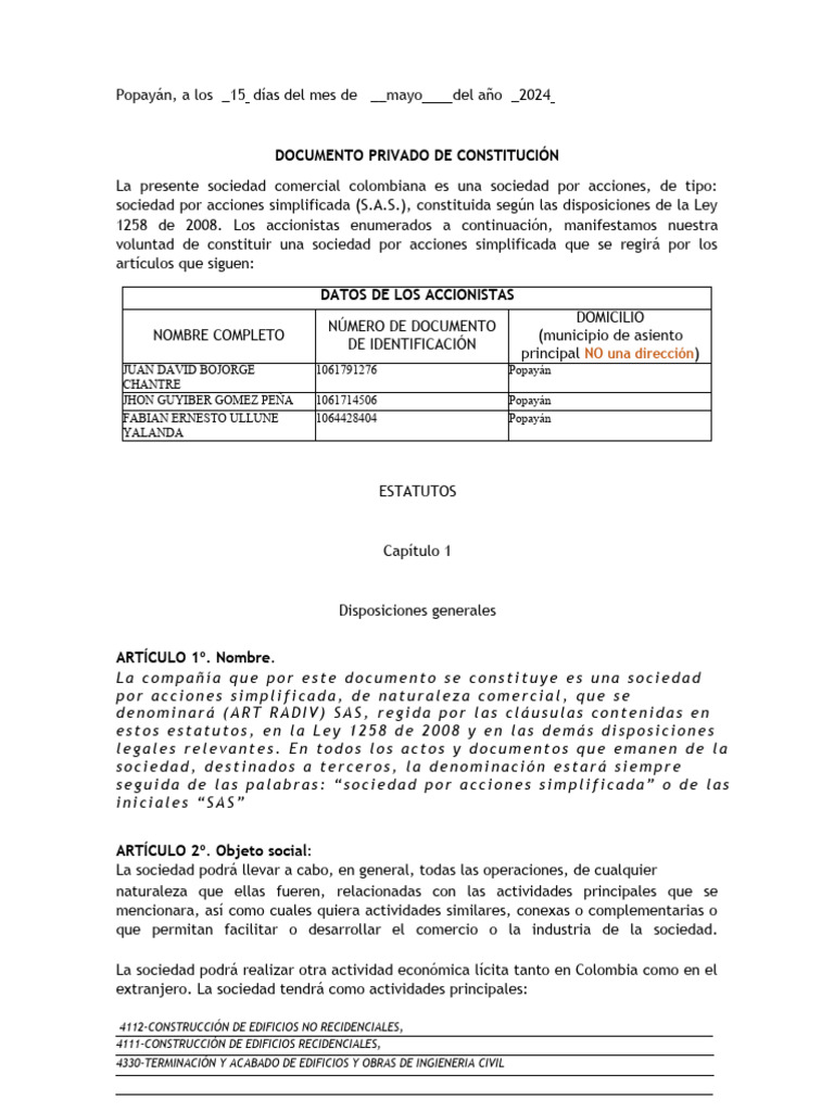 Constitucion Sas2024 Minuta Ccc | PDF | Gobierno | Justicia