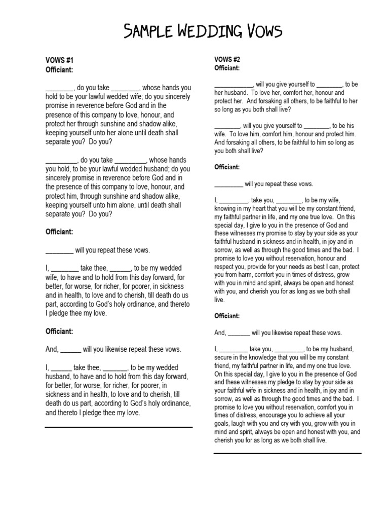 sample_wedding_vows | PDF | Theology | Religious Belief And Doctrine