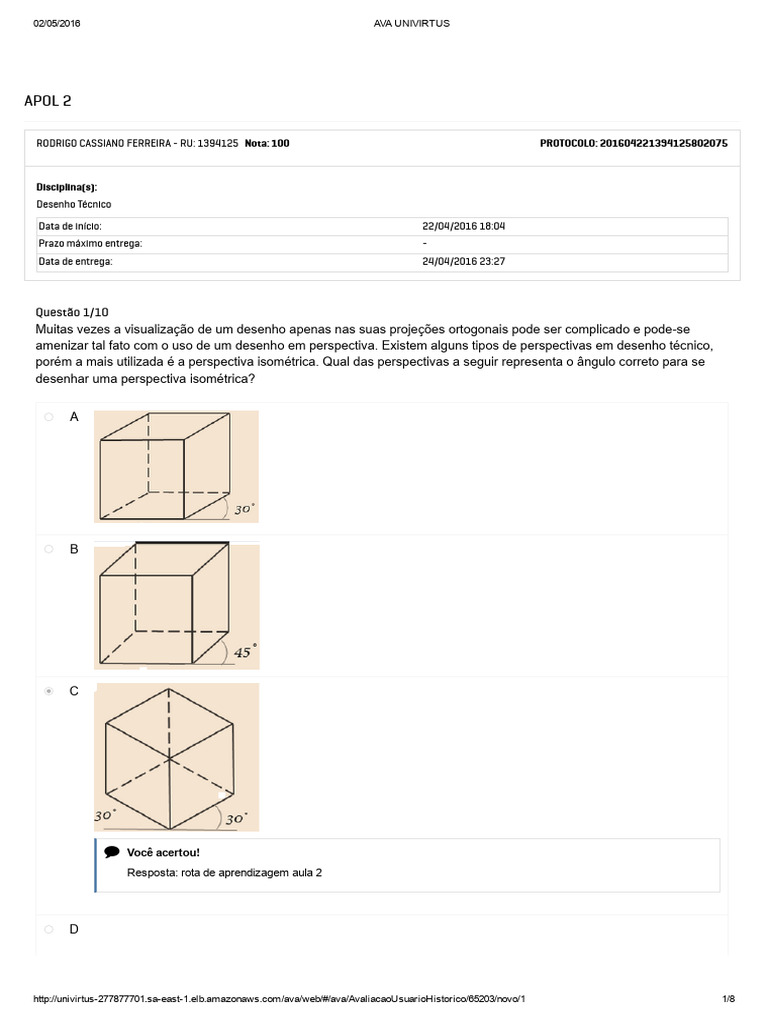 Apol 2 - Desenho Técnico | PDF | Desenho técnico | Desenho
