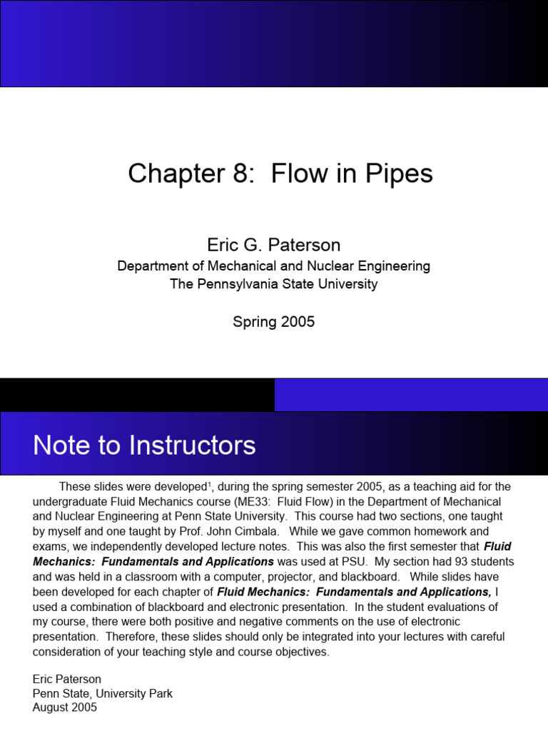 Flow in Pipes | PDF | Fluid Dynamics | Laminar Flow