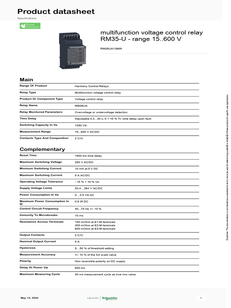 Schneider Electric - Zelio-Control-Relays - RM35UA13MW | PDF | Relay ...
