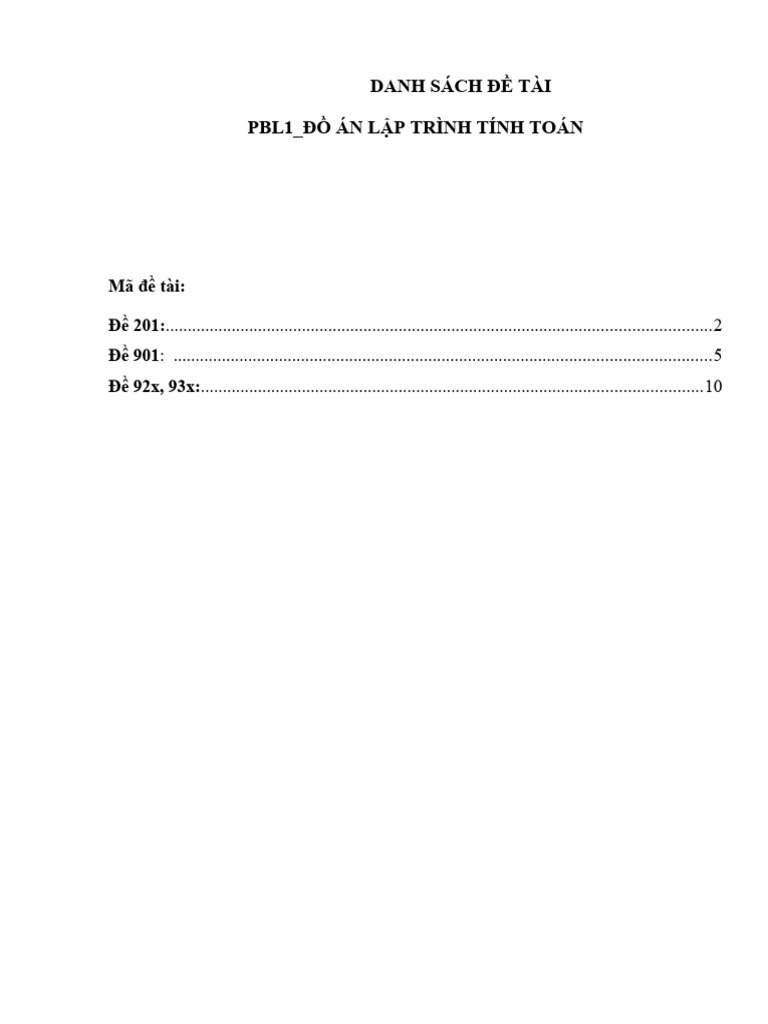 PBL1 - Danh Sach de Tai | PDF