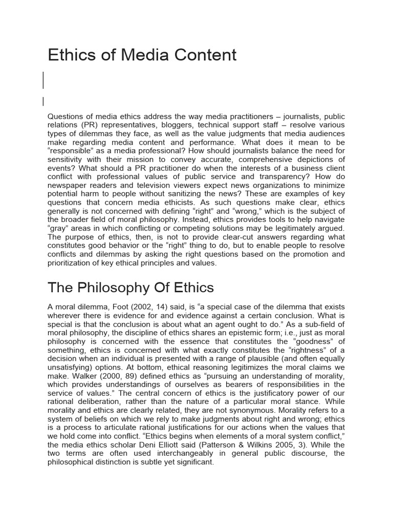 Media Ethics: Navigating Dilemmas | PDF | Liberal Arts Education