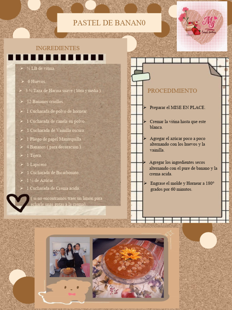 Receta de Pastel de Banano | PDF