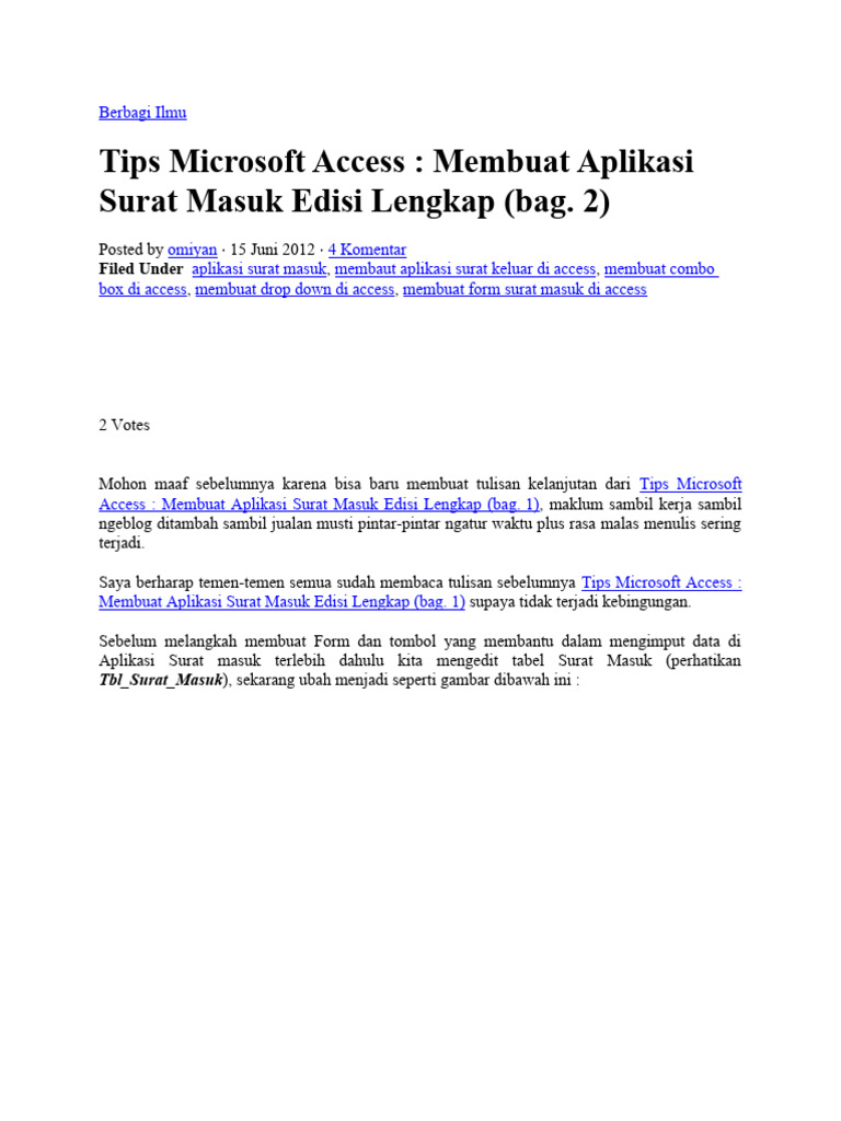 Aplikasi Surat Msuk | PDF