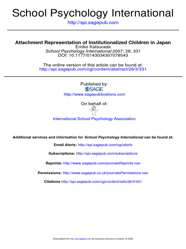 Attachment Representation of Institutionalized Children in Japan | PDF ...