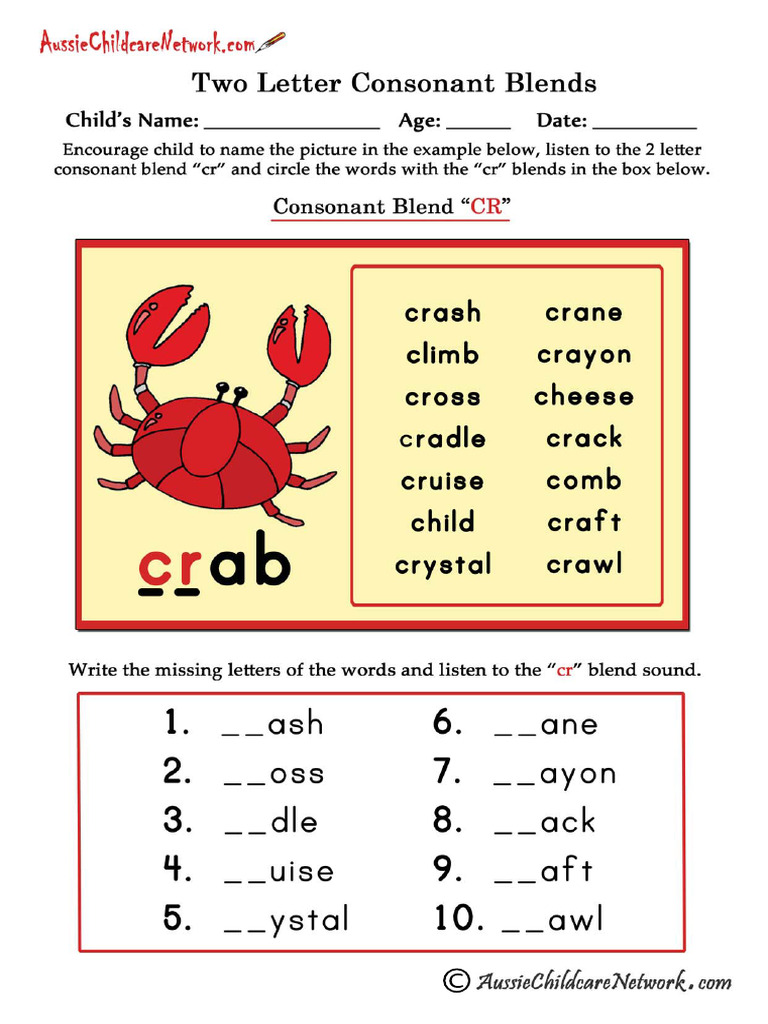 11 - Letter Blends Worksheet CR | PDF