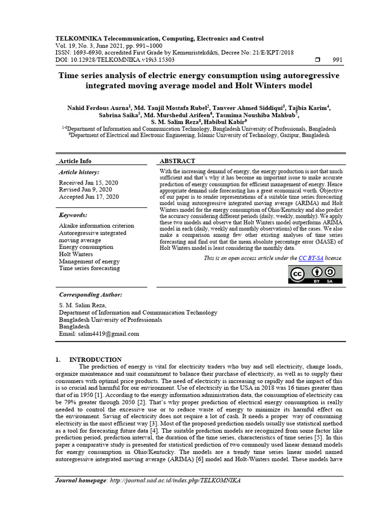 Time Series Forecasting of Energy Use | PDF | Autoregressive Integrated Moving Average | Forecasting