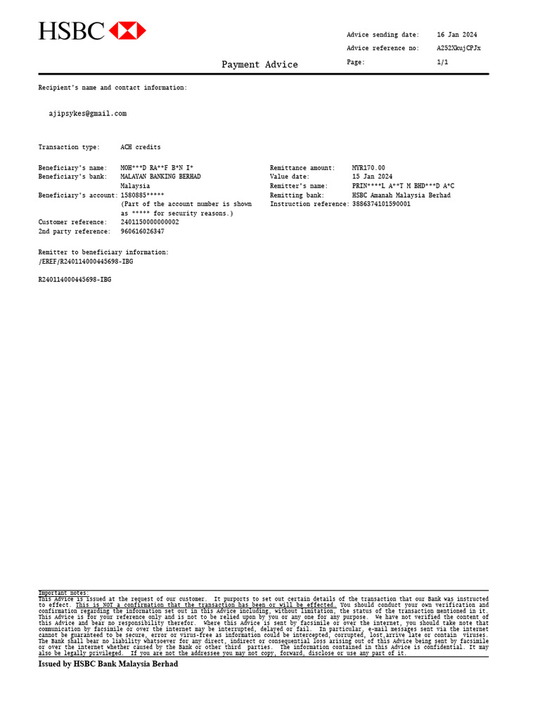 Payment Advice | PDF | Banks | Service Industries