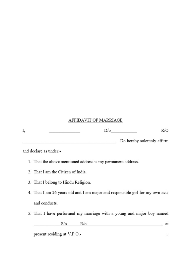 Affidavit For Marriage | PDF | Affidavit
