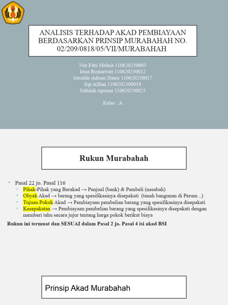 Analisis Akad Pembiayaan Murabahah | PDF