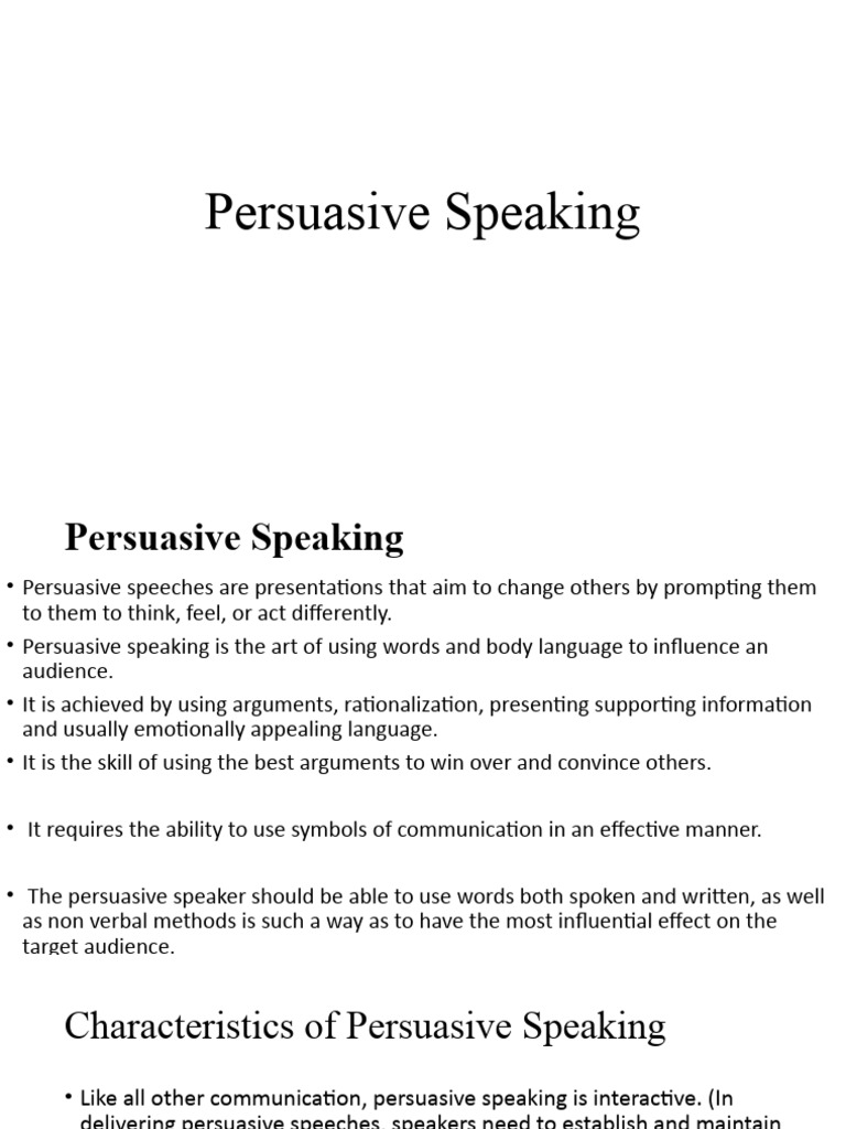 Persuasive Speaking | PDF | Public Speaking | Persuasion