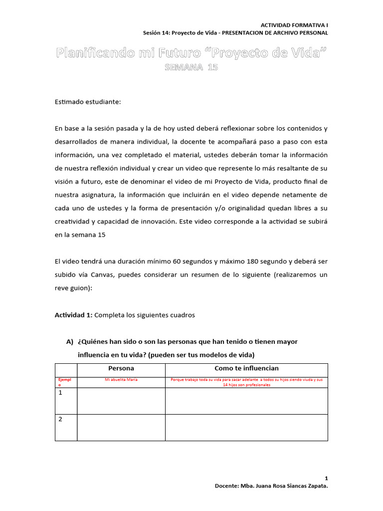 Actividad Practica - Proyecto de Vida | PDF | Análisis FODA