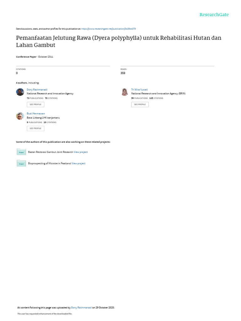 Pemanfaatan Jelutung Rawa (Dyera Polyphylla) Untuk Rehabilitasi Hutan ...