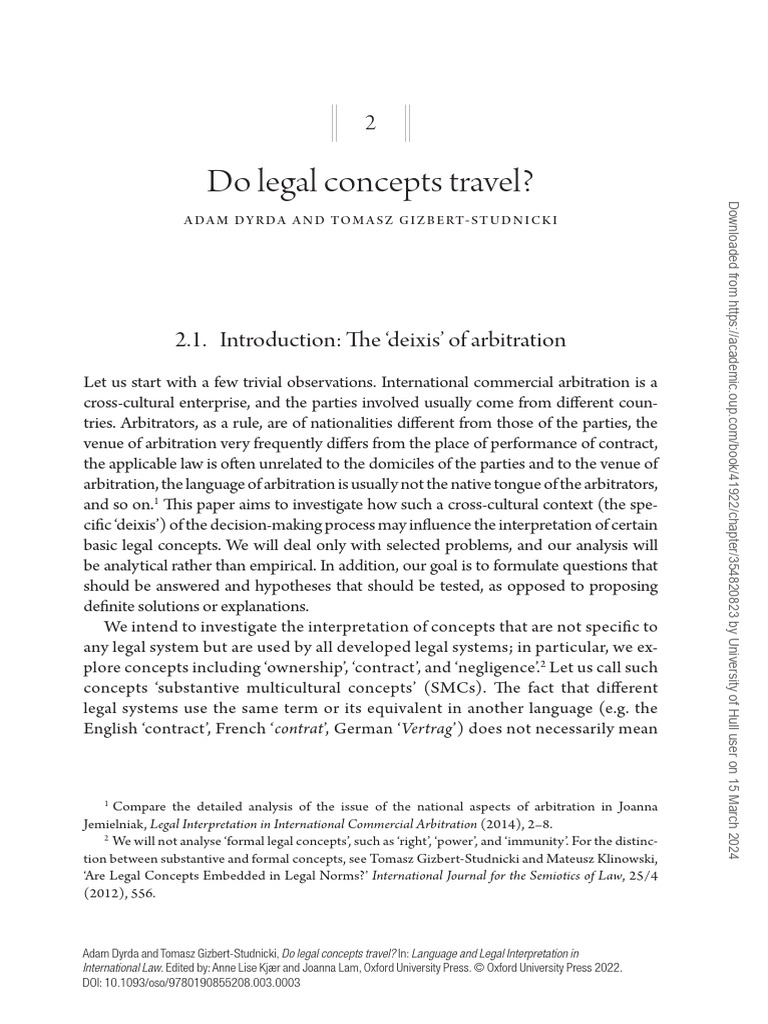 Legal Concepts in International Arbitration | PDF | Concept | Tort