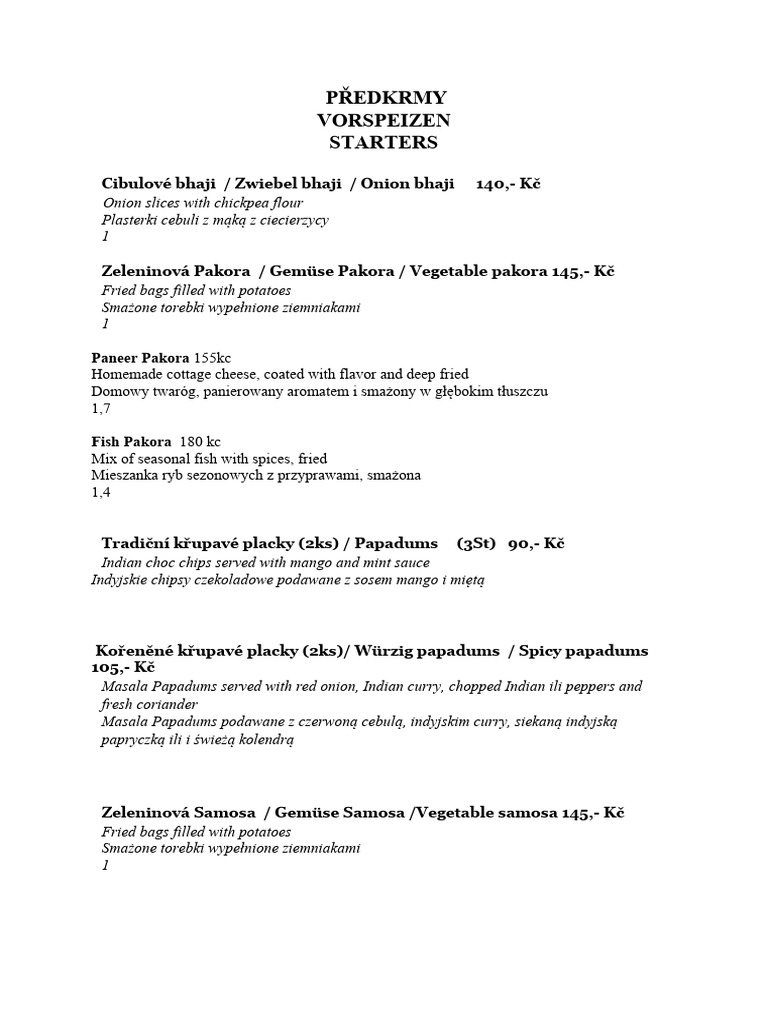 Menu-Food Opu English | PDF