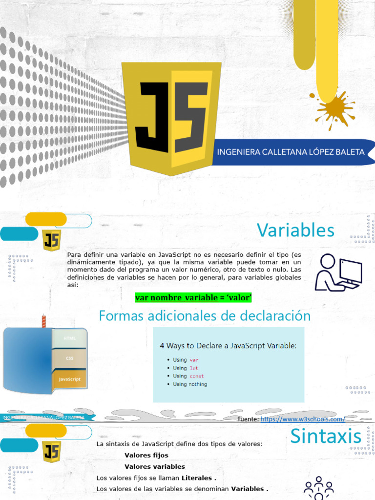 Variables, Tipos de Datos y Operadores | Descargar gratis PDF | Variable (informática) | Script Java