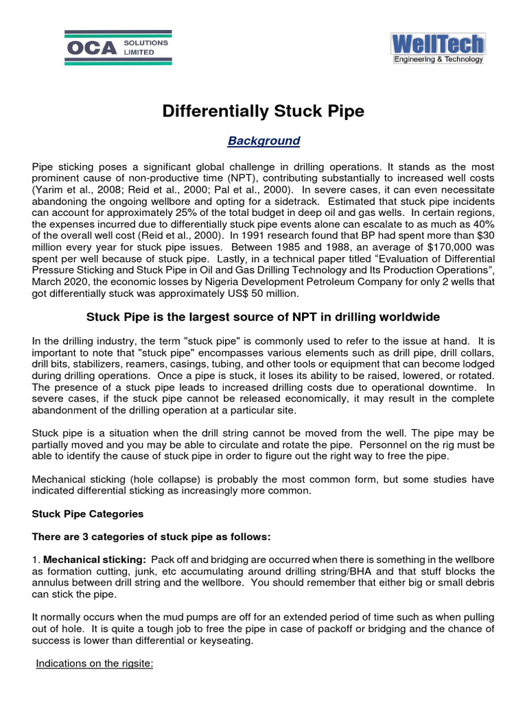Differentially-Stuck-Pipe-Guide | PDF | Casing (Borehole) | Pressure