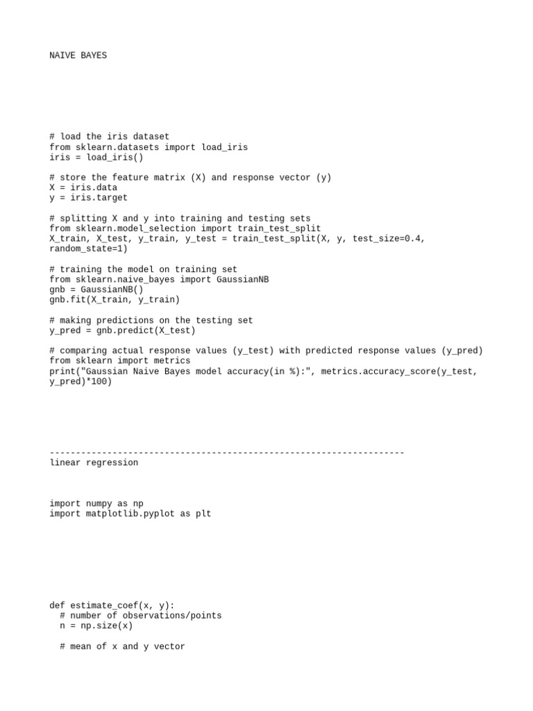 Naive Bayes and Regression Techniques | PDF | Errors And Residuals ...