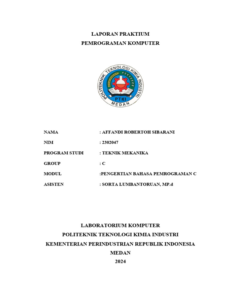 Laporan Pemrograman Komputer Pengertian Bahasa C | PDF