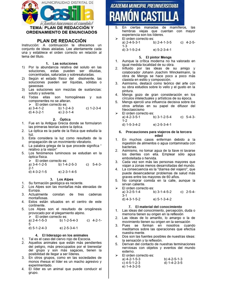 Plan de Redacción y Ordenamiento de Textos | Descargar gratis PDF | Té ...