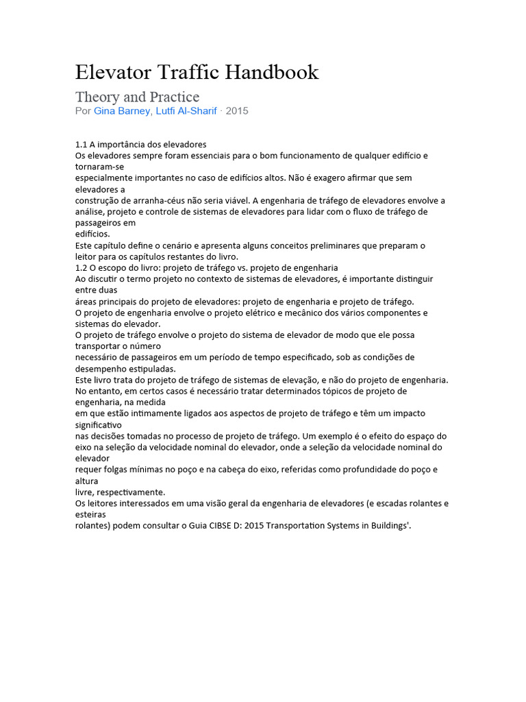 Elevator Traffic Handbook Por Gina Barney, Lutfi Al-Sharif - 2015 | PDF