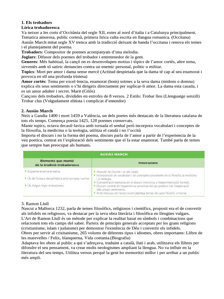 Resum Catala T 7 (Ecasals) | PDF