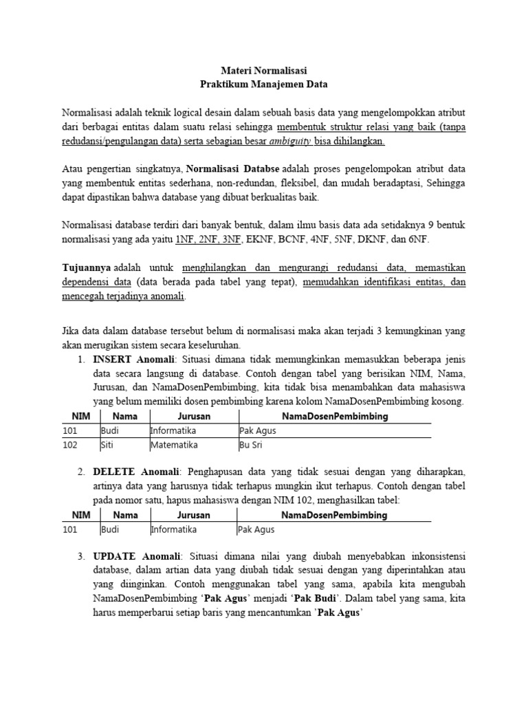 Mengatasi Redudansi Data dalam Normalisasi | PDF