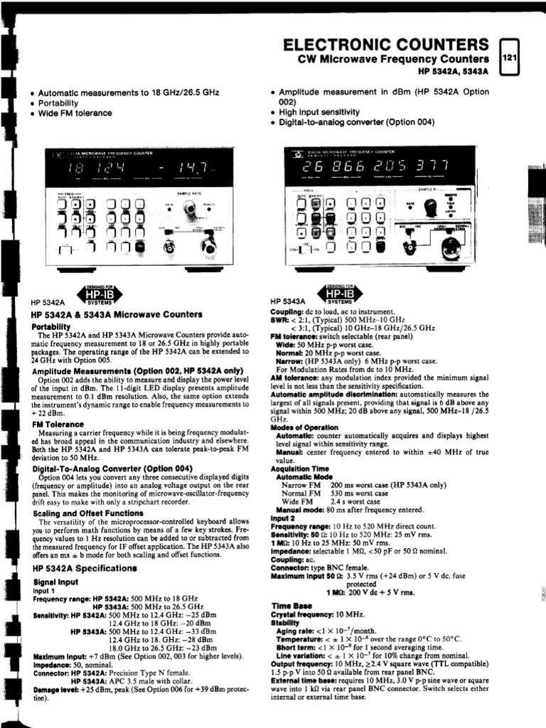 Agilent 5342A Frequency Counter Data Sheet | PDF