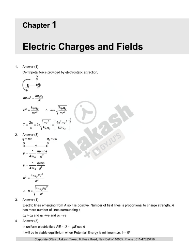 Cls Sol Cat Neet 22 23 Xii Phy Module 1 Level 1 Chapter 1 | PDF