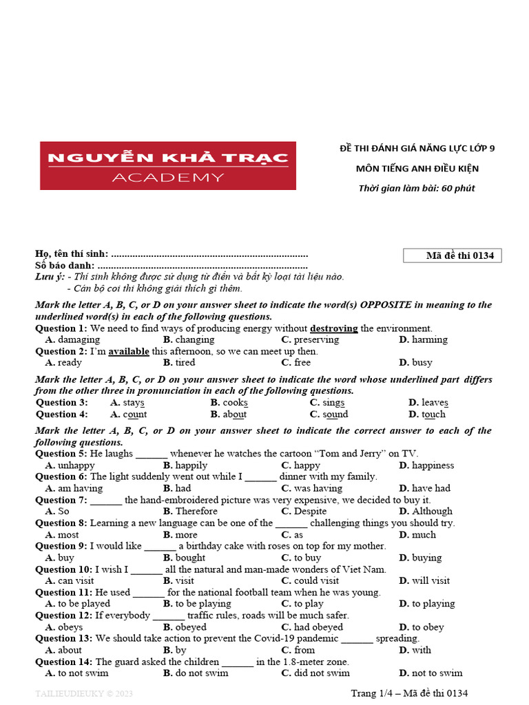 ANH 9 ĐIỀU KIỆN | PDF | Hiking