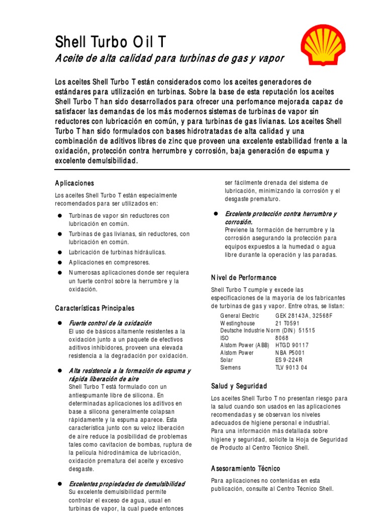 Sel Turbo Oil t32 | PDF | Lubricante | Corrosión