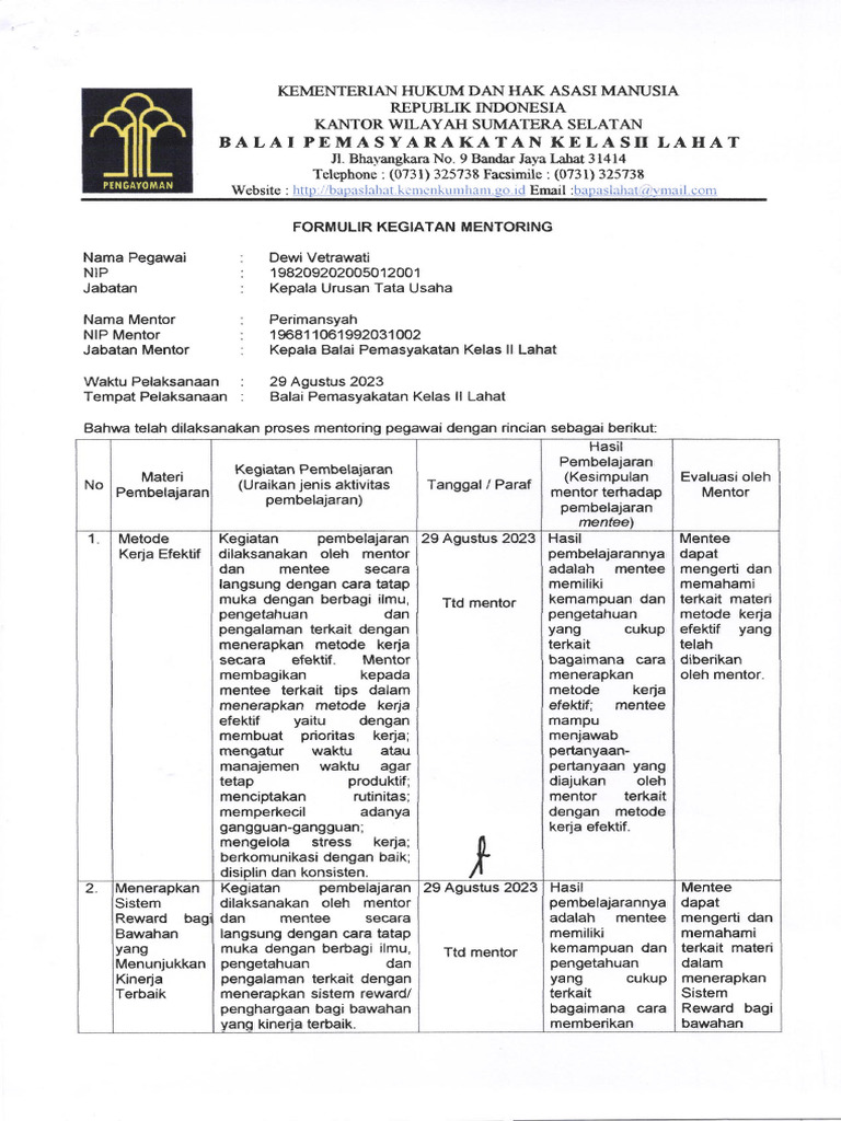 Formulir Mentoring Ukom Dewi | PDF