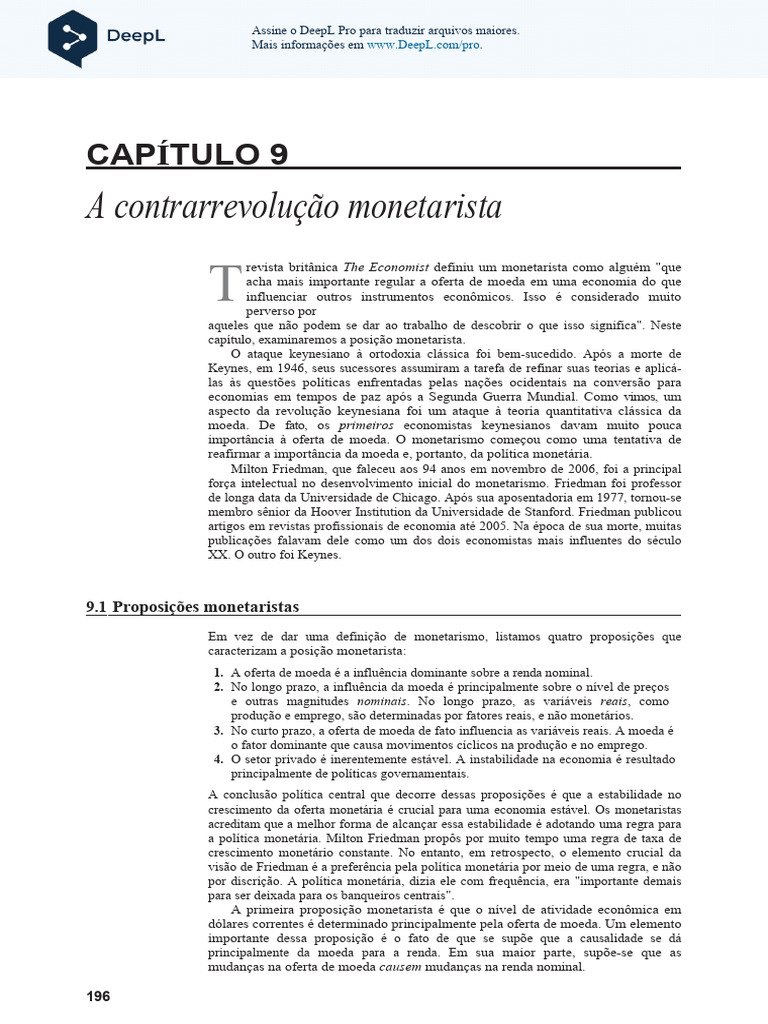 Froyen - Cap 9 e 10 PT | PDF | Economia keynesiana | Monetarismo