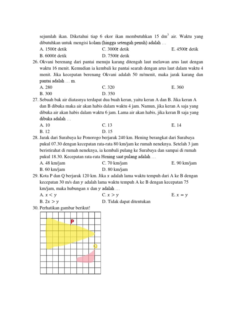 Latihan Soal PM UTBK Bab Jarak, Waktu, Kecepatan | PDF