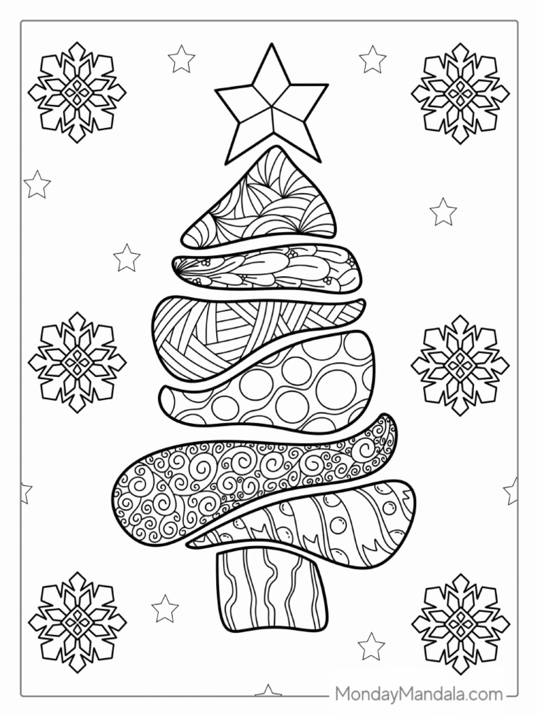 Christmas Tree Zentangle To Color | PDF