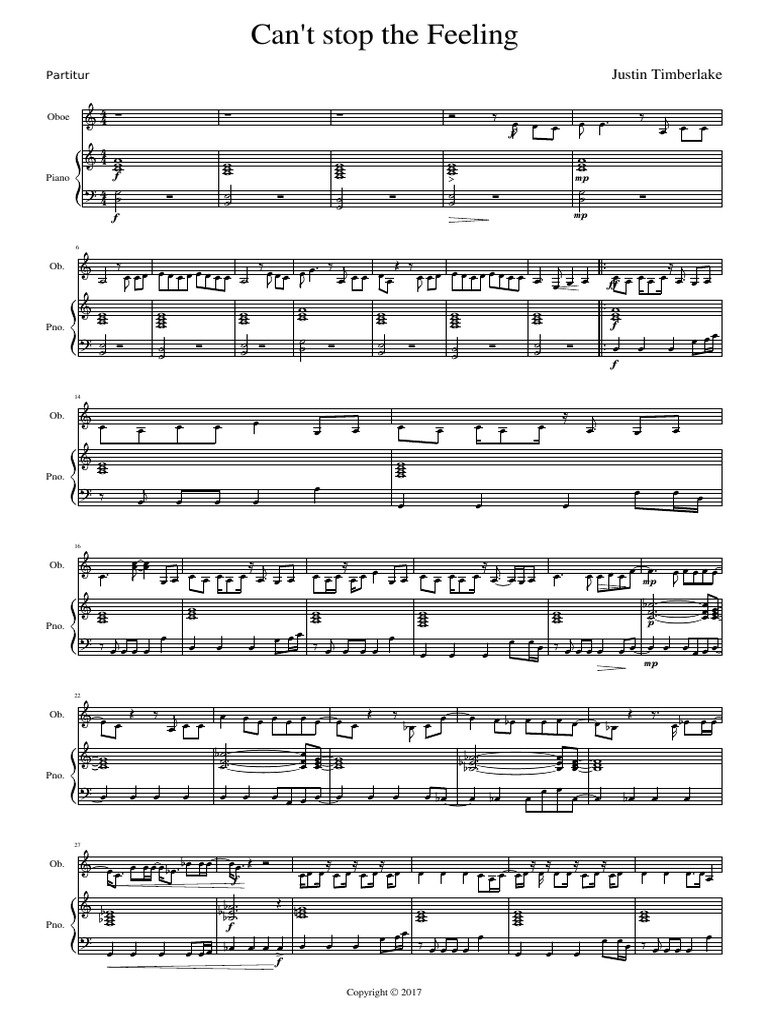 Justin Timberlake Cant Stop The Feeling | PDF