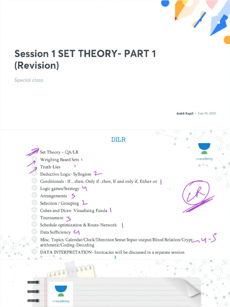 Session 1 SET THEORY PART 1 Revision With Anno | PDF