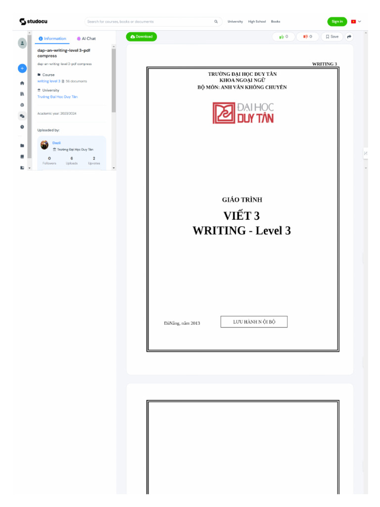 Screencapture Studocu VN Document Truong Dai Hoc Duy Tan Writing Level ...