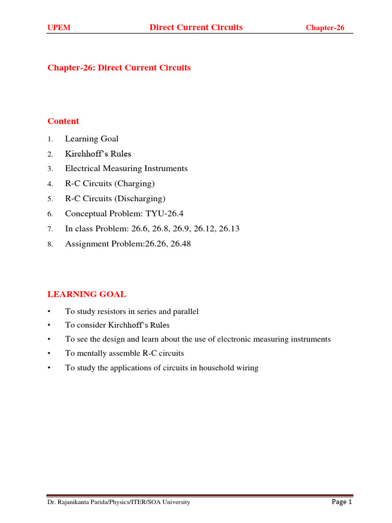 26 - Direct-Current Circuits | PDF | Voltage | Series And Parallel Circuits