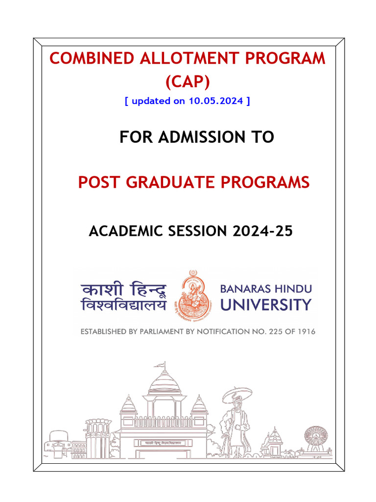 Cap (PG) - 2024 Bhu | PDF | University And College Admission