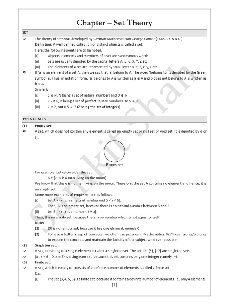11th-SETS CHAPTER WS | PDF | Set (Mathematics) | Empty Set