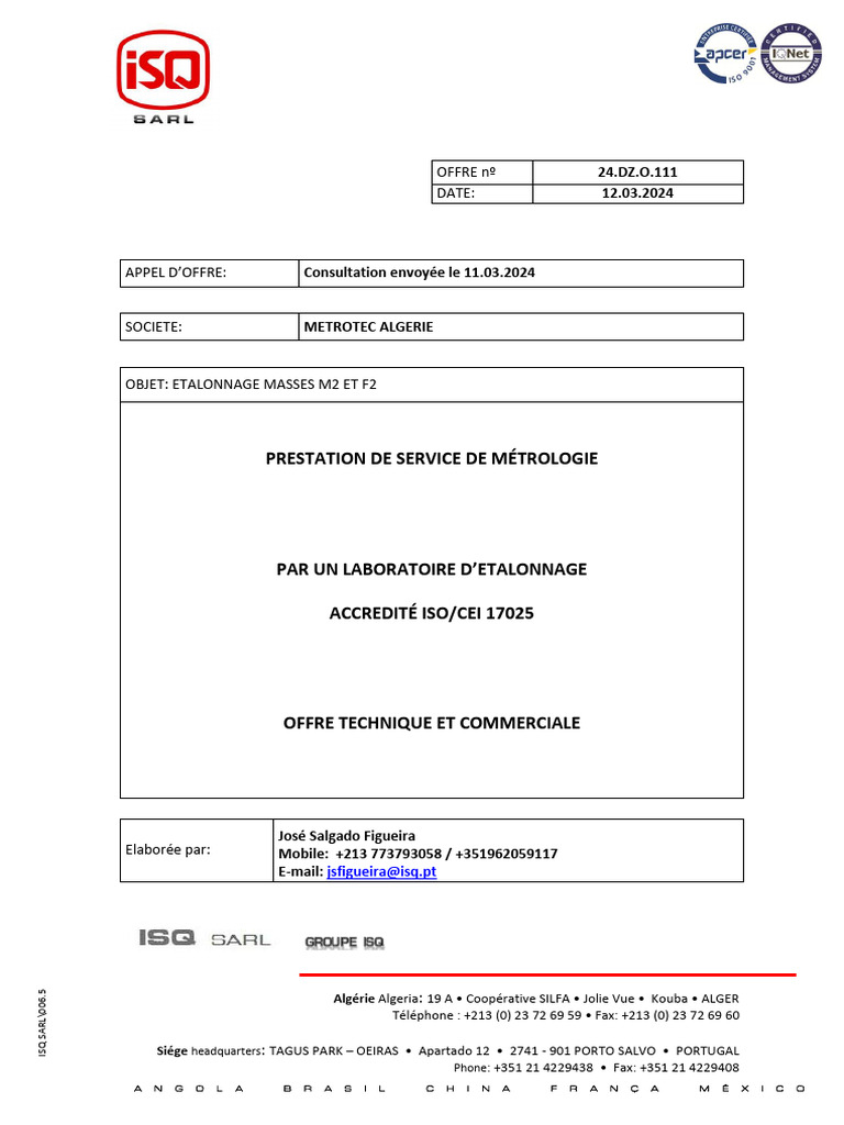 Revue de contrat pour services d'étalonnage | PDF | Calibrage | Facture