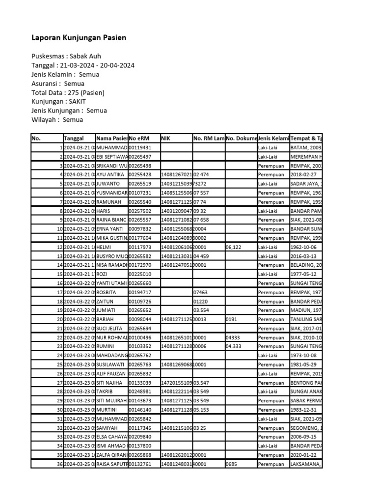 Laporan Kunjungan Pasien | PDF