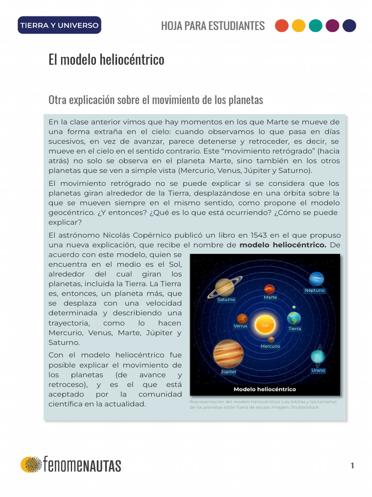 El modelo heliocéntrico | PDF | Heliocentrismo | Planetas