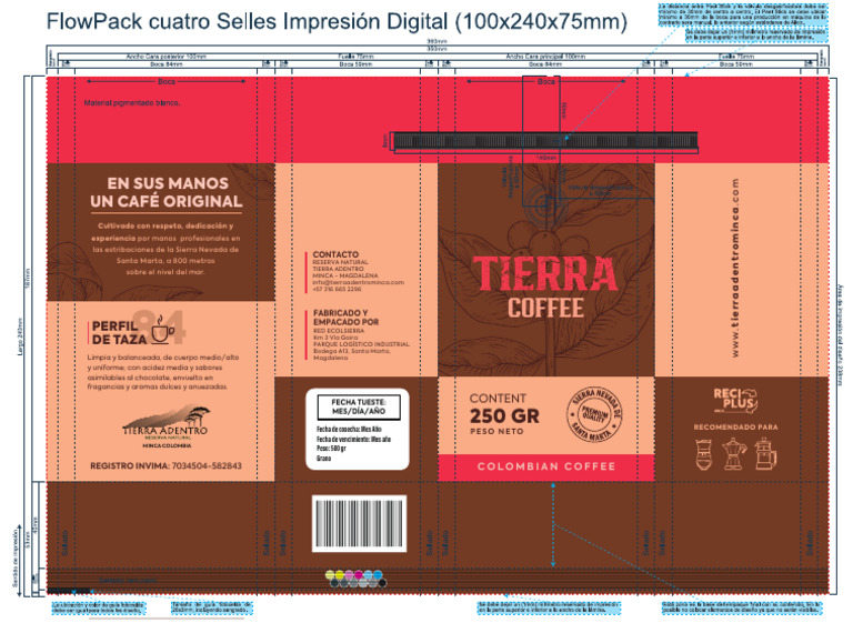 FlowPack 4 Selles 250g - Impresión Digital 100x240x75mm | PDF